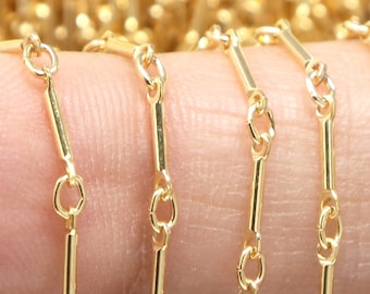14K Gold Filled Dapped Bar Station Cable Chain, 2x8 Mm, 197-GF - Etsy