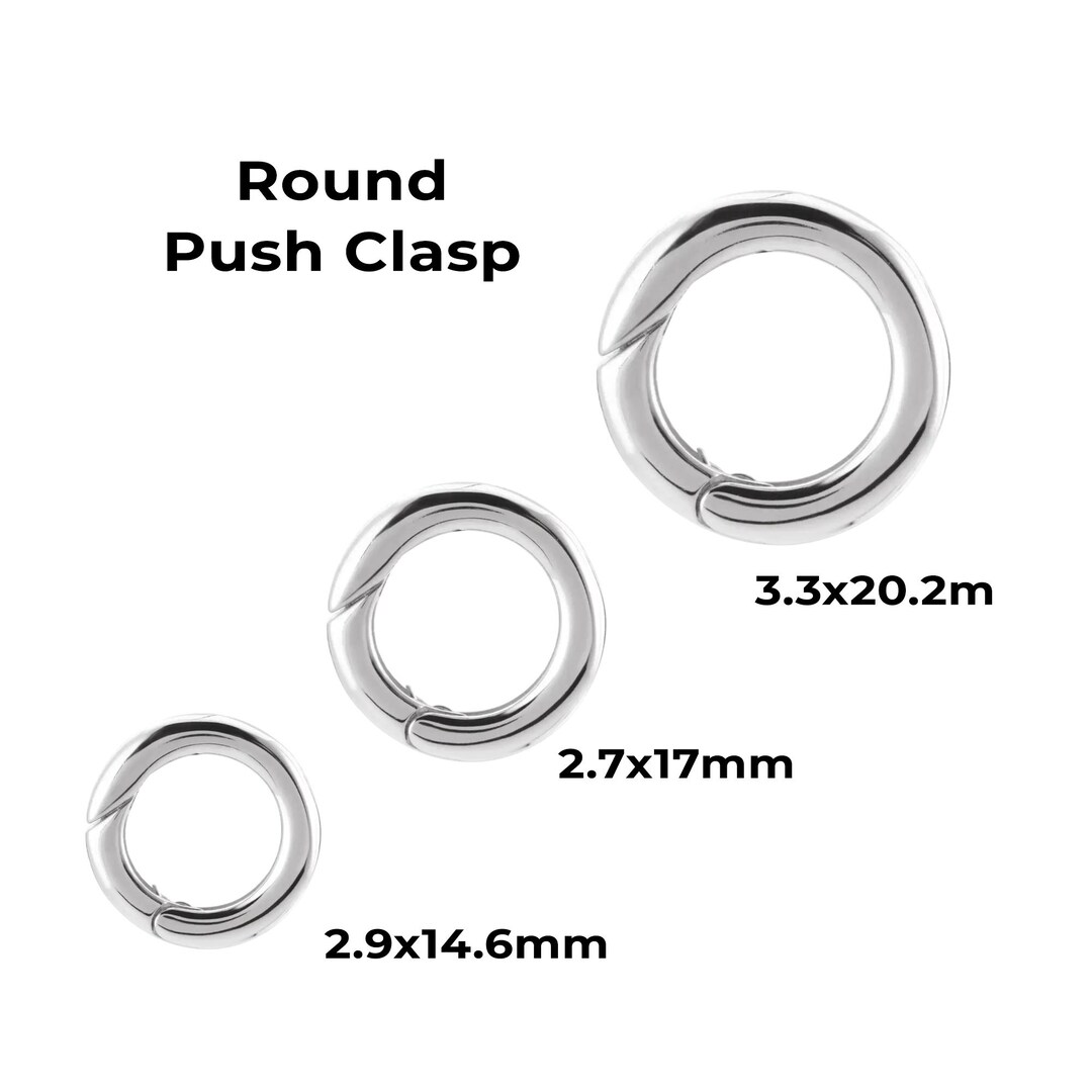 Sterling Silver Round Push Clasp, 925 Silver Ring Hinged Clasp, Holder ...