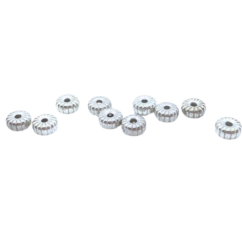 Sterling Silver Corrugated Roundel Beads, Rondelle Spacer Beads in 3 ...