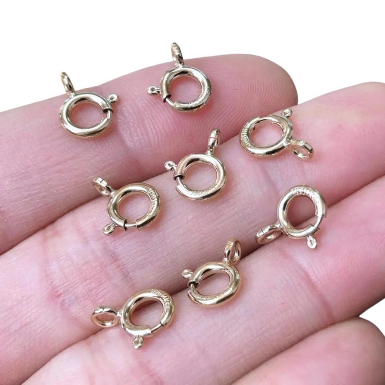 14K Gold Filled Spring Ring Clasps With Closed Ring, 5mm, 5.5mm, 6mm ...