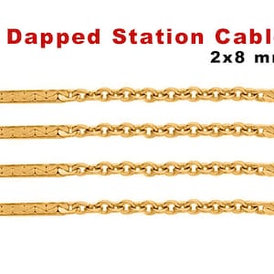 14K Gold Filled Dapped Bar Station Cable Chain, 2x8 Mm, (GF-197) - Etsy