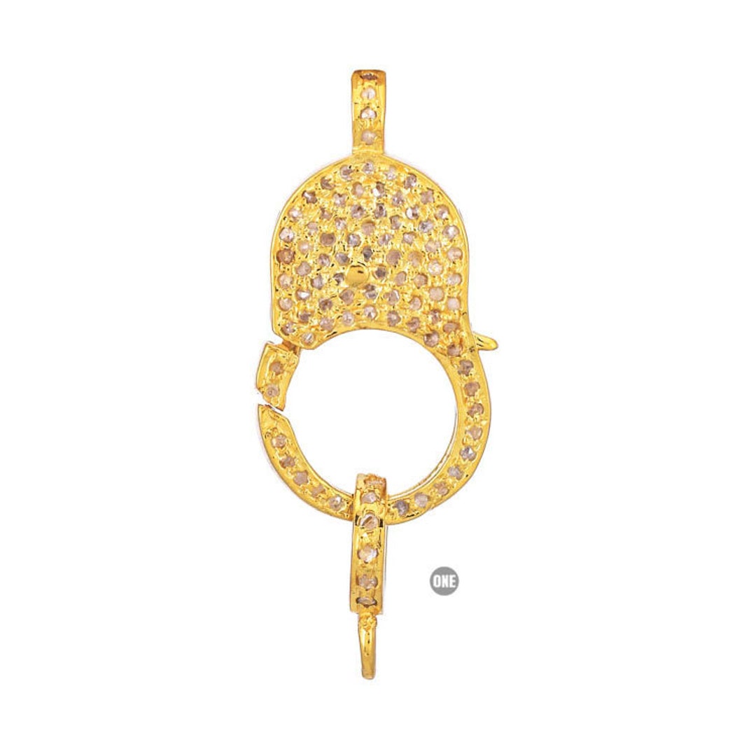 Sterling Silver, Pave Diamond Lobster Clasp, W/double Side Full ...