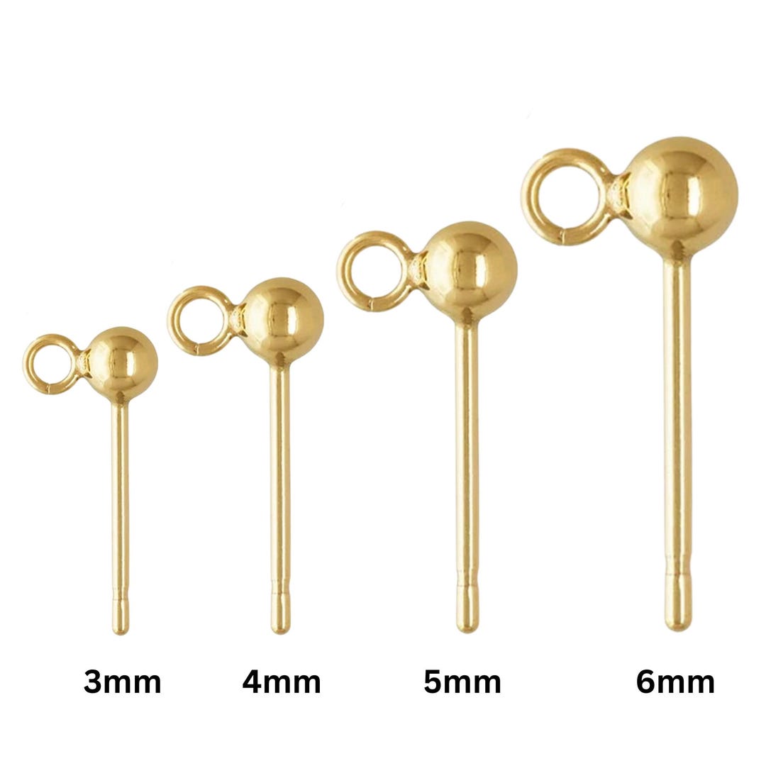 14k Gold Filled Ball Earring Post With Open Ring, Ball Post Earring Available in 4 Sizes - 3mm ...
