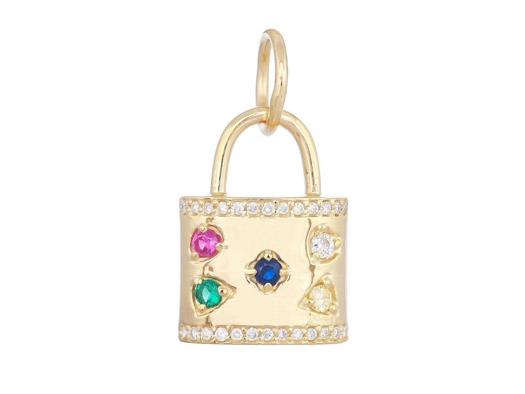 14k Solid Gold & Diamond Lock Pendant, (14K-DP-193) - Etsy