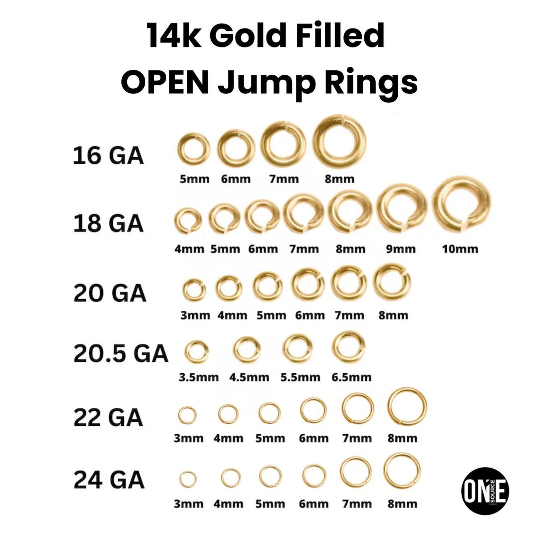 14K Gold Filled OPEN Jump Rings, Click Lock Jump Ring in 16 Gauge, 18 ...