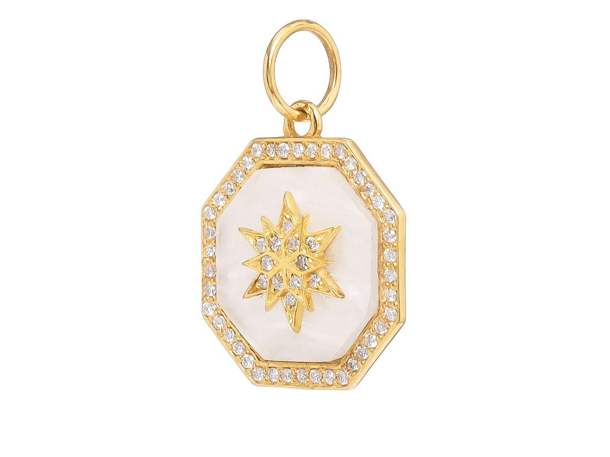 14k Solid Gold & Mother of Pearl Starburst Pendant, (14K-DP-127) - Etsy