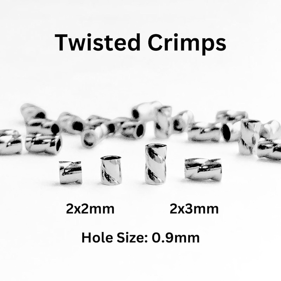 Sterling Silver Twisted Crimp Beads, Twisted Tube Crimp Available in 2 ...