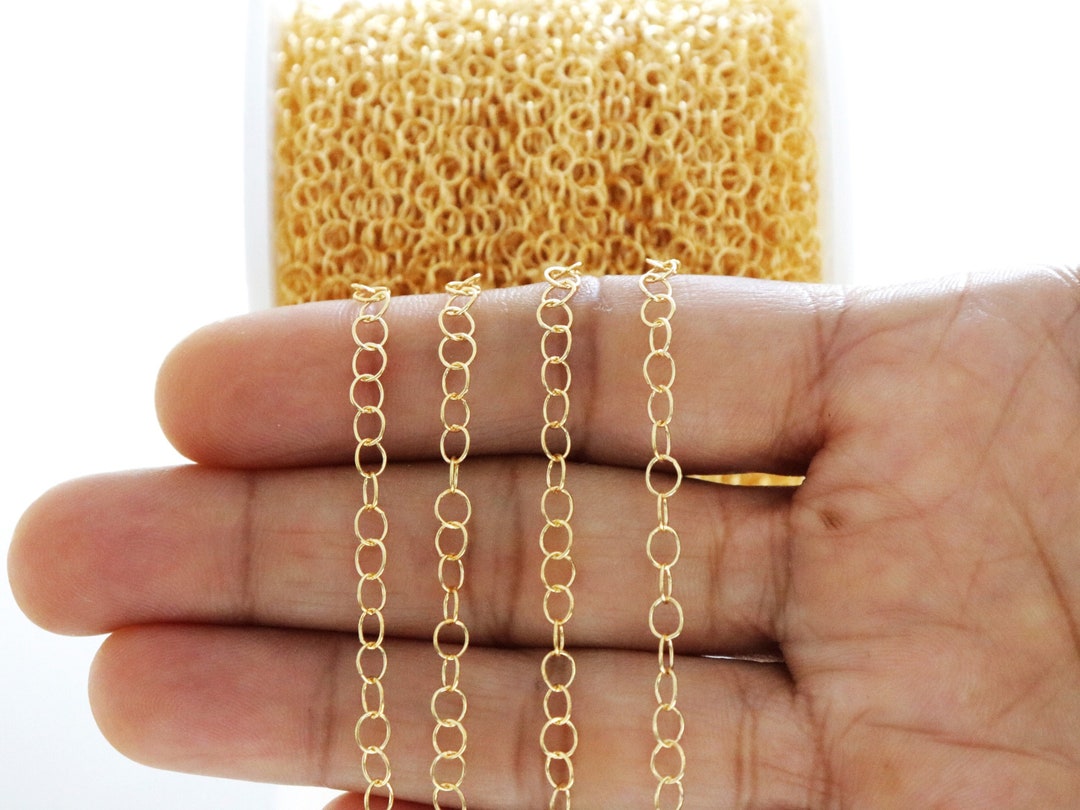 14K Gold Filled Round Cable Chain, 3.5 Mm, Round Cable, by the Foot ...