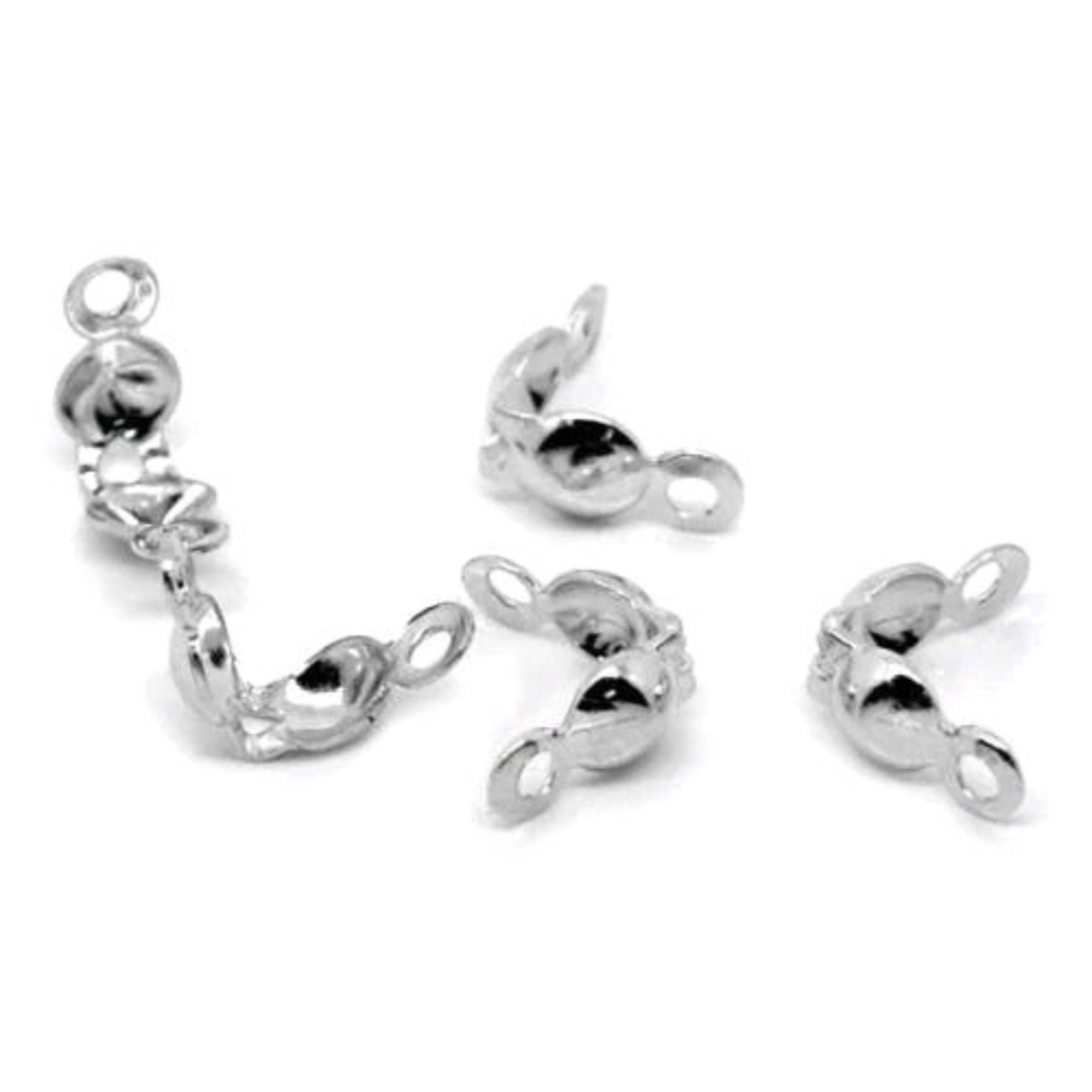 Sterling Silver Clamshell Bead Tip With Two Rings, Clam Shell Bead ...