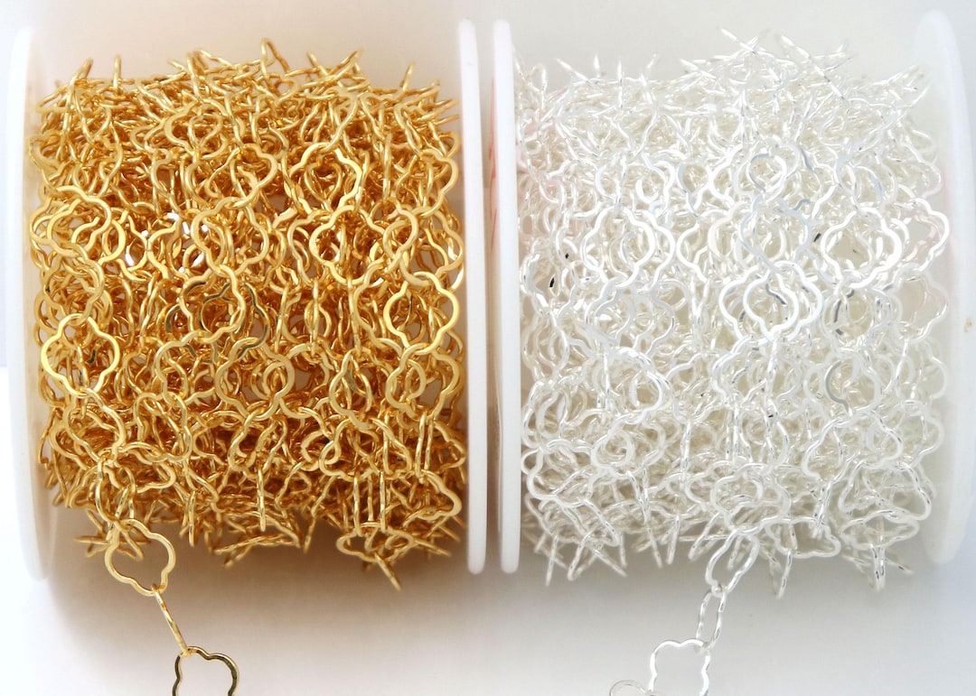 14k Gold Filled Clover Chain, Sterling Silver Clover Chain, 10.5 Mm ...