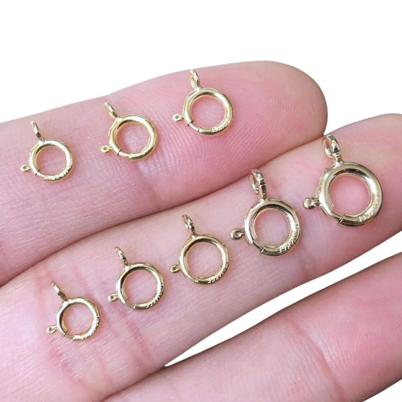 14K Gold Filled Spring Ring Clasps With Closed Ring, 5mm, 5.5mm, 6mm ...