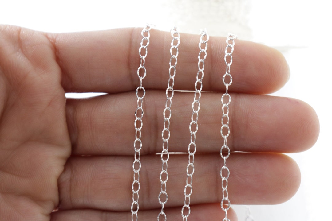 Sterling Silver Flat Oval Dapped Cable Chain, 4x2.5 Mm, (077-SS) - Etsy