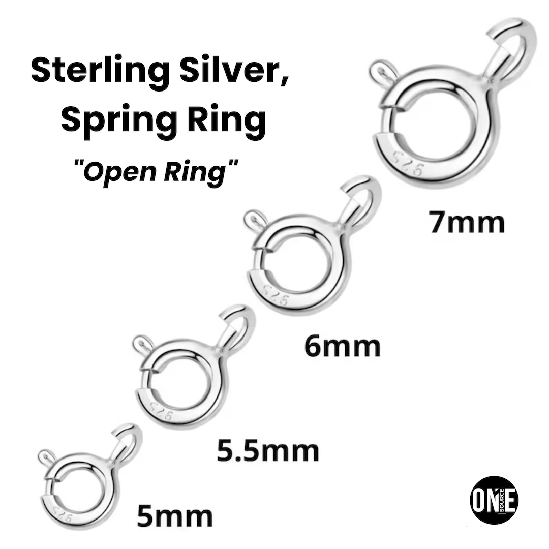 Sterling Silver Spring Ring Claps, Open Ring Spring Clasp in 5 Sizes ...