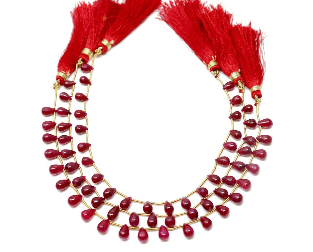 Natural Ruby Smooth Tear Drops, 4x6-5x7mm, Ruby Gemstone Beads, Rich ...