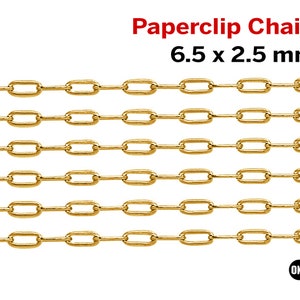 14/20 Gold Filled Paper Clip Chain, Paperclip Chain, Drawn Cable Paper ...