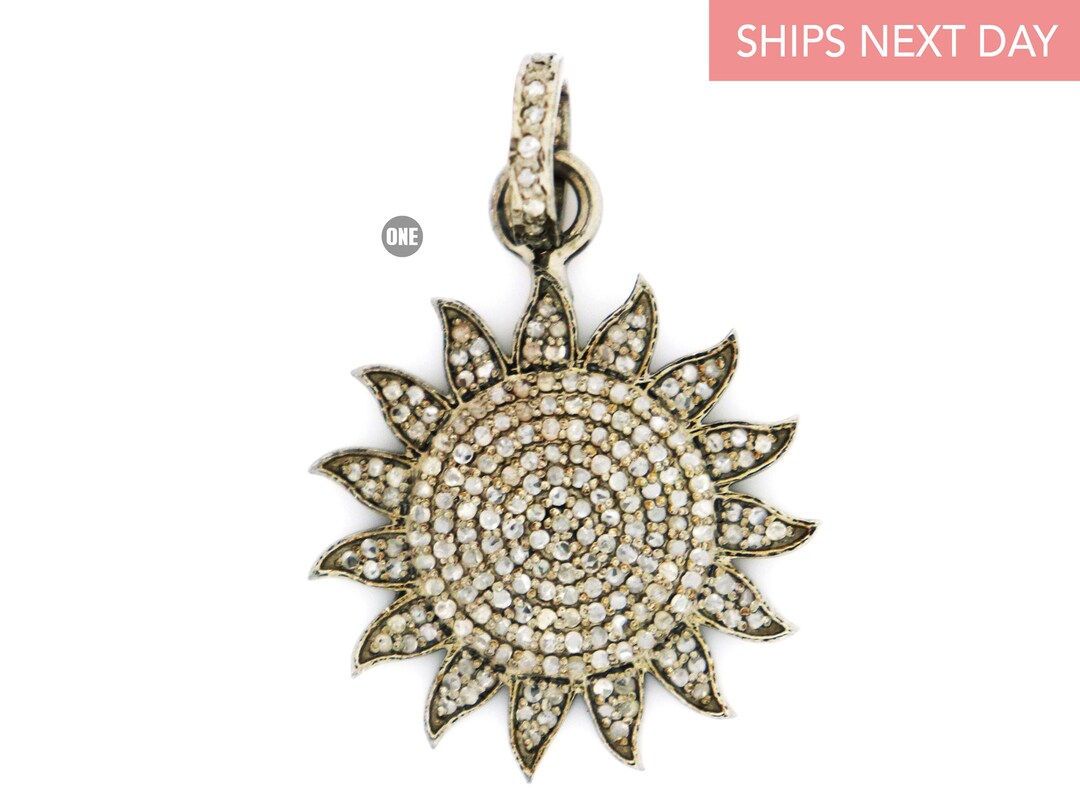 Sterling Silver, Pave Diamond Sun Pendant, (1055-DPM) - Etsy