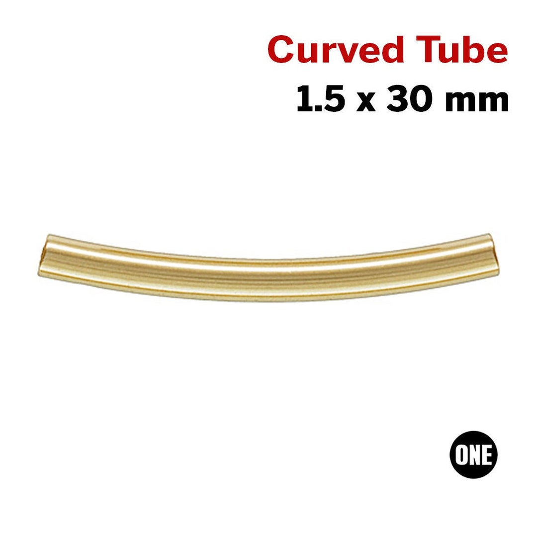 14k Gold Filled Curved Tube, 1.5 X 30.0 Mm 1.2 Mm ID Curved Tube, GF ...