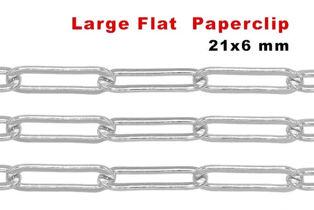 Sterling Silver Good Weight Large Flat Paperclip Chain, 21x6 Mm Links ...