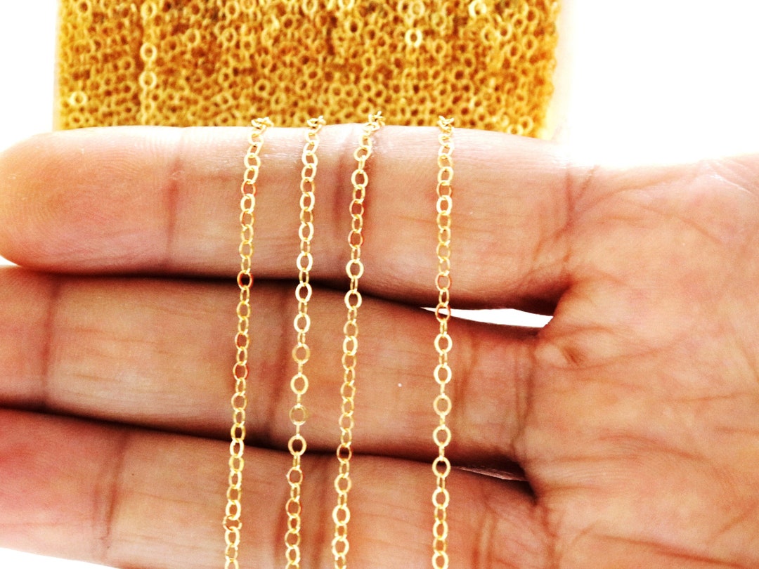 14K Gold Filled Flat Fine Cable Chain, 2x1.6 Mm, Cable Chain, by the ...