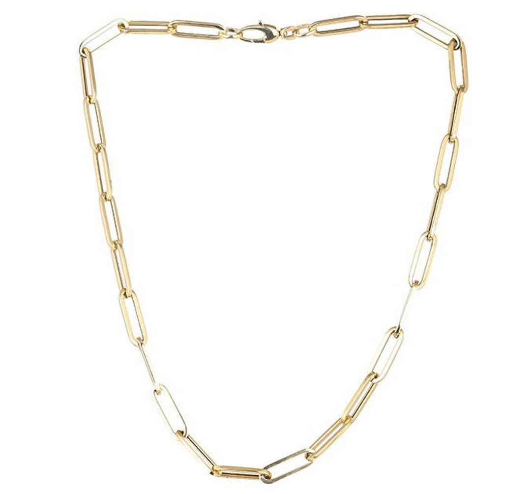 14K Solid Gold, Solid Weight Gold, Heavy Link Gold, Wide Cut Paper Clip ...