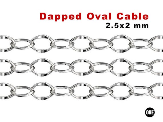 Sterling Silver Flat Oval Dapped Cable Chain 2.5x2 Mm | Etsy