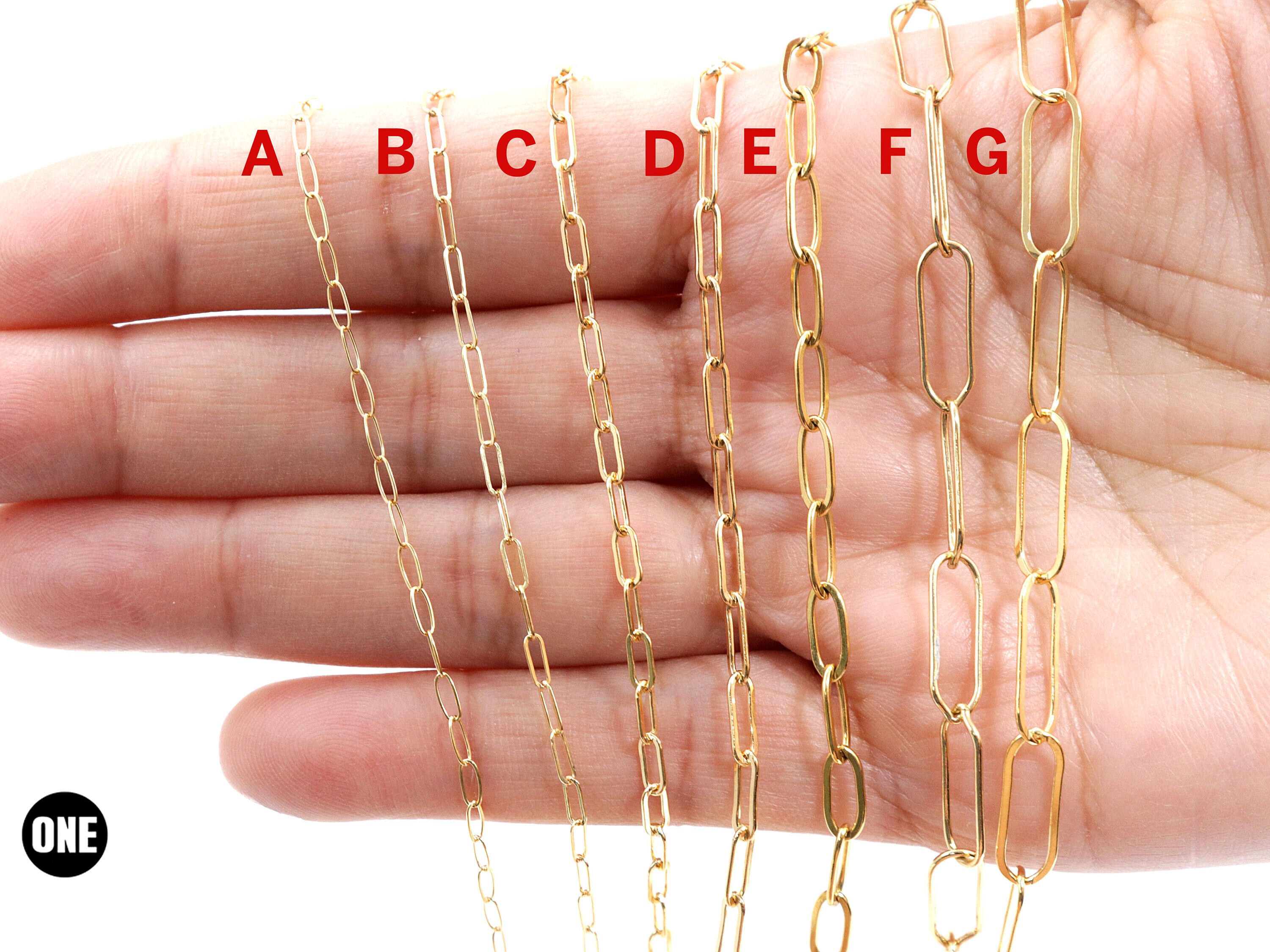 14/20 Gold Filled Paper Clip Chain, Paperclip Chain, Drawn Cable Paper ...