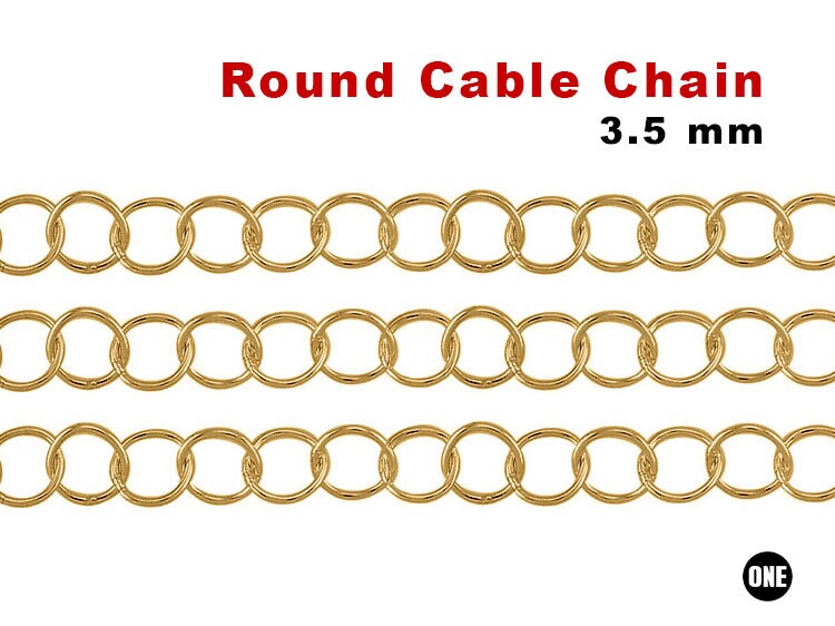 14K Gold Filled Round Cable Chain, 3.5 Mm, Round Cable, by the Foot ...