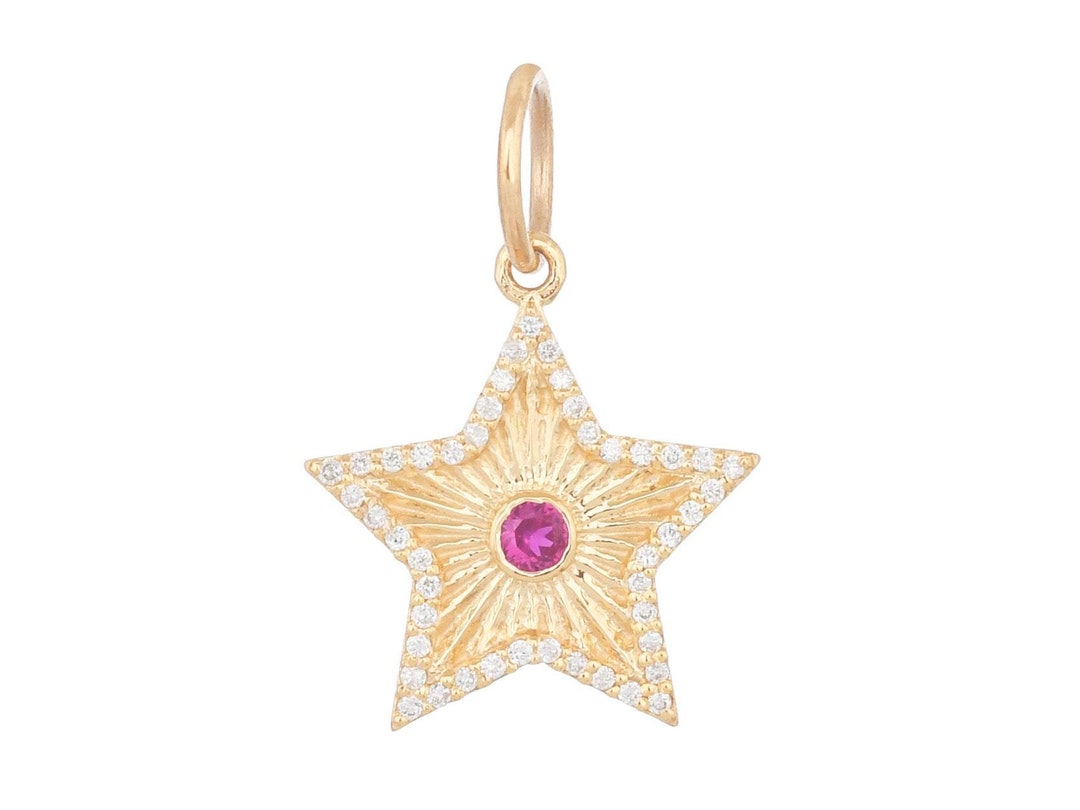 14k Solid Gold, Diamond & Ruby Star Pendant, (14K-DP-160) - Etsy