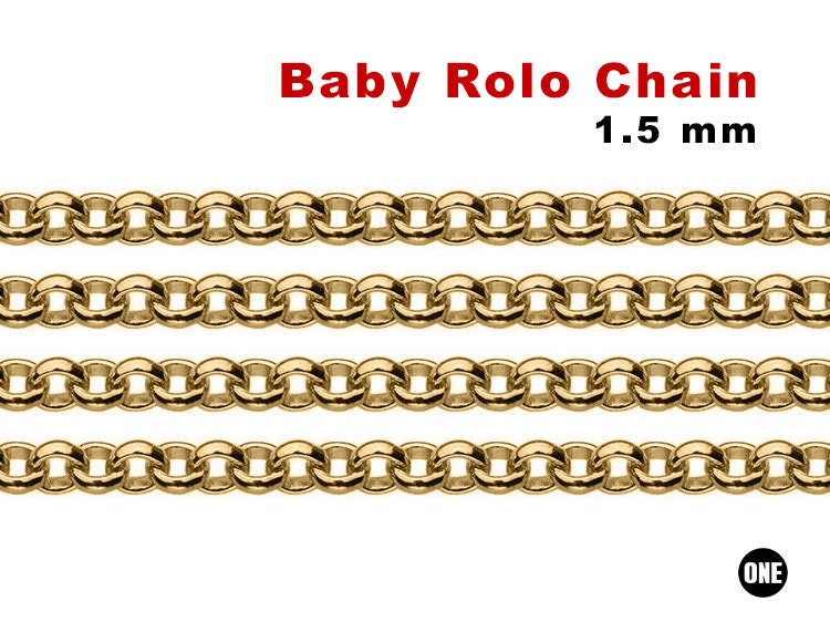 14K Gold Filled medium weight rolo chain 1.5 mm Rolo Chian | Etsy