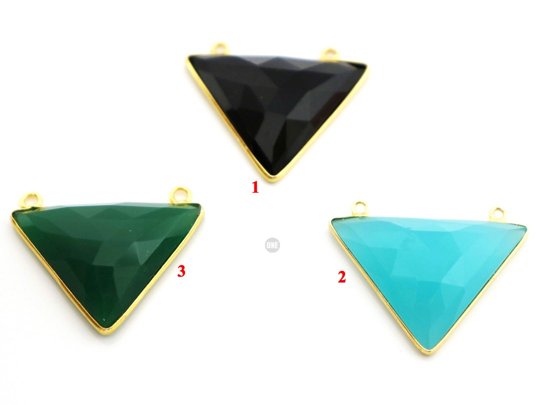 Gold Plated Faceted Triangle Bezel 22x30 Mm Multiple Colors - Etsy