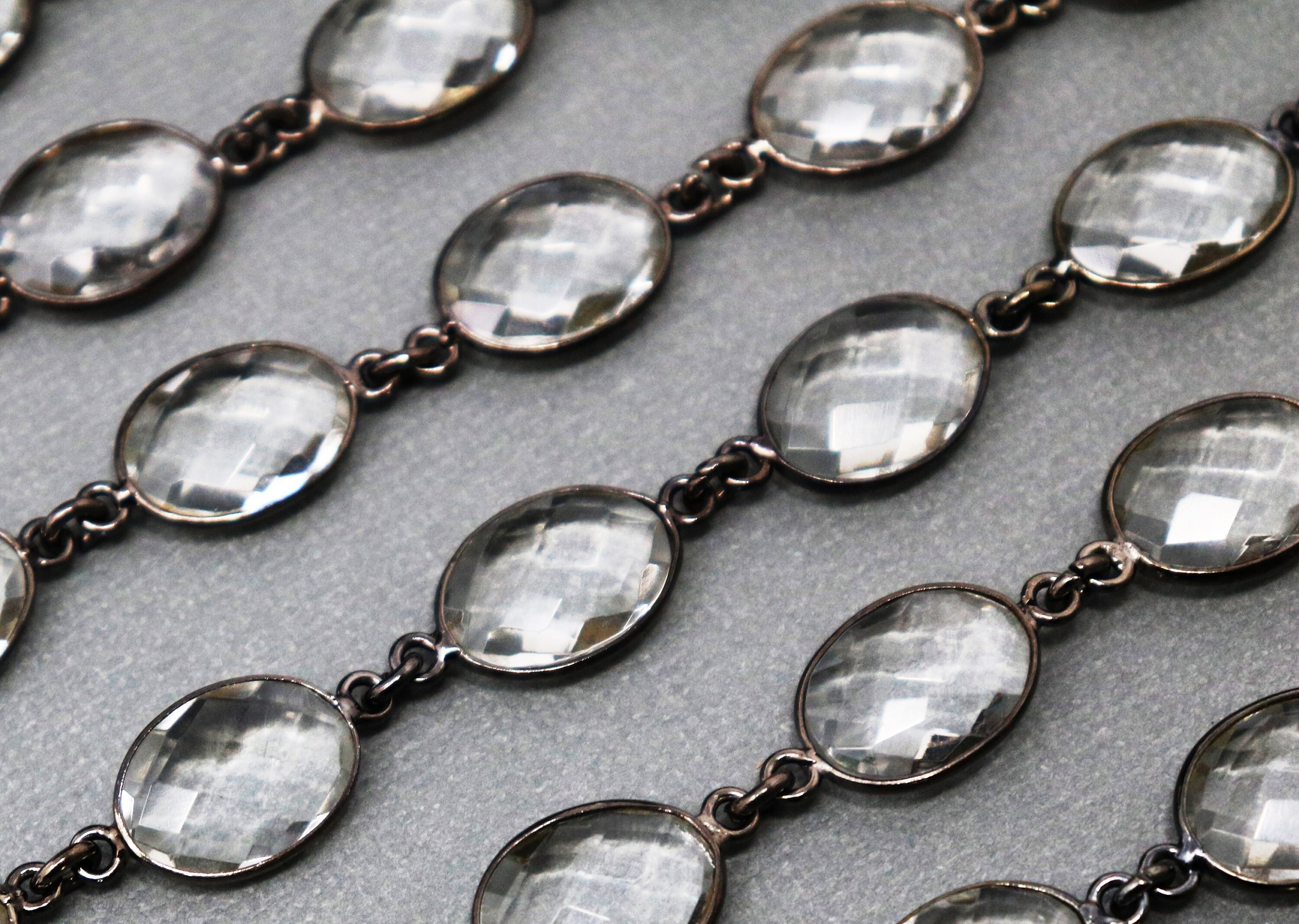 Rock Crystal Faceted Oval Bezel Chain 134-CRY-BC - Etsy