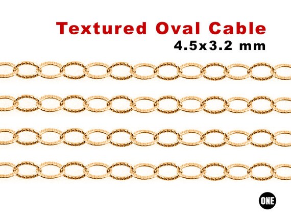 14K Gold Filled Etched Textured Pattern Flat Oval Cable Chain - Etsy