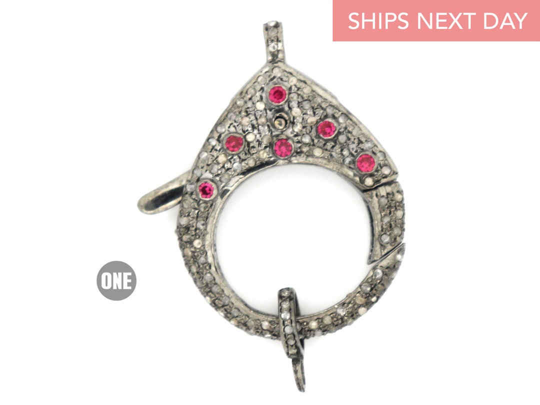 Sterling Silver, Pave Diamond Clasp W/ Precious Stones, (DC-101) - Etsy