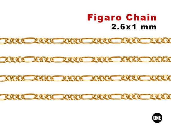 14K Gold Filled Figaro Curbed Flattened Link Chain 2.6x1 Mm - Etsy
