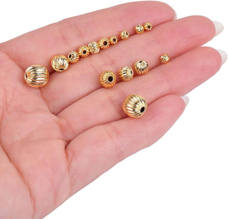 14K Gold Filled Straight Corrugated Round Beads, 3mm, 4mm, 5mm, 6mm ...