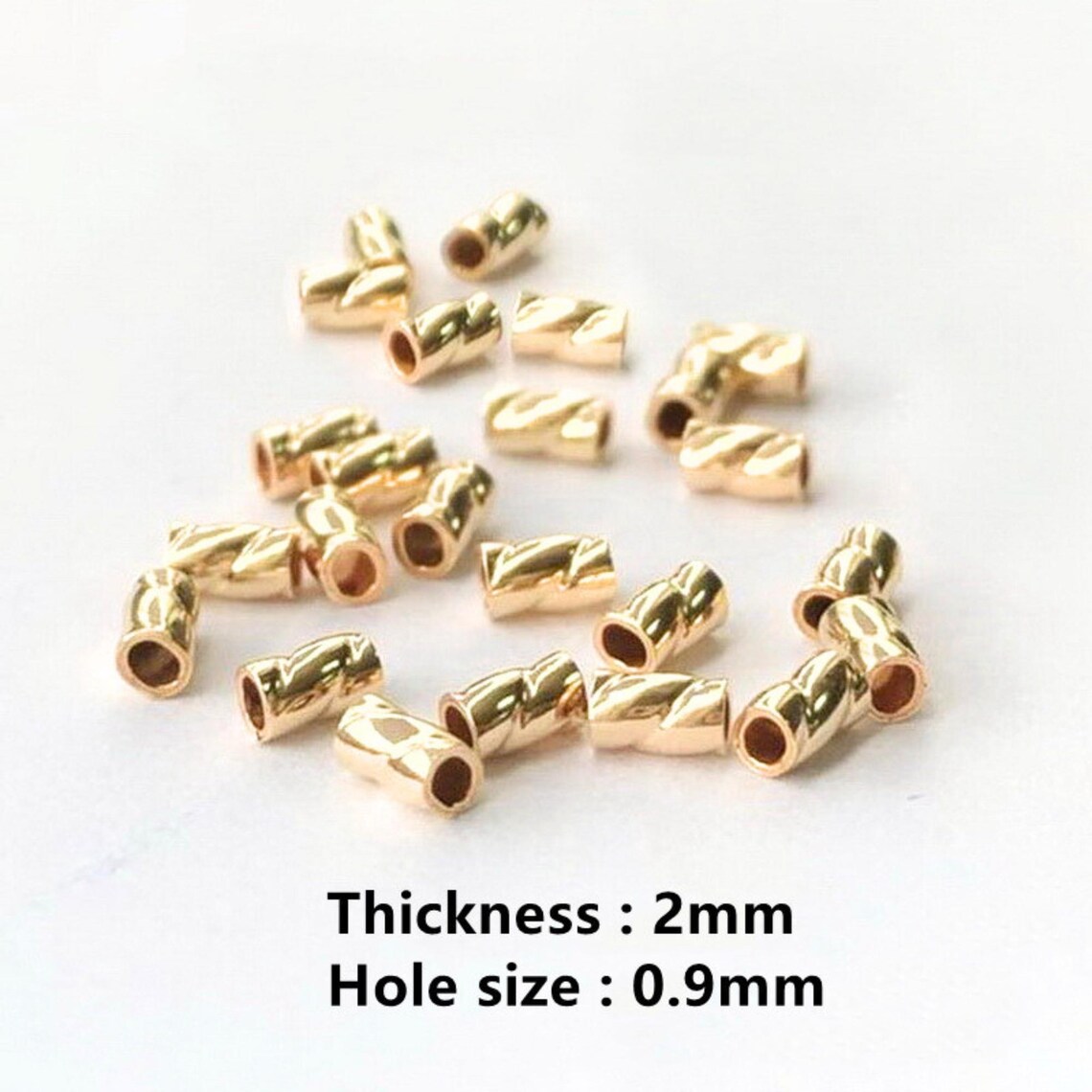 14K Gold Filled Twisted Tube Crimp Beads, Available in 2 Sizes - 2x2 ...