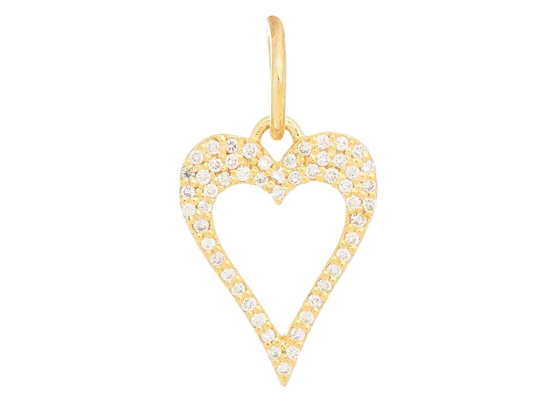14k Solid Gold & Diamond Elongated Heart Pendant, (14K-DP-151) - Etsy