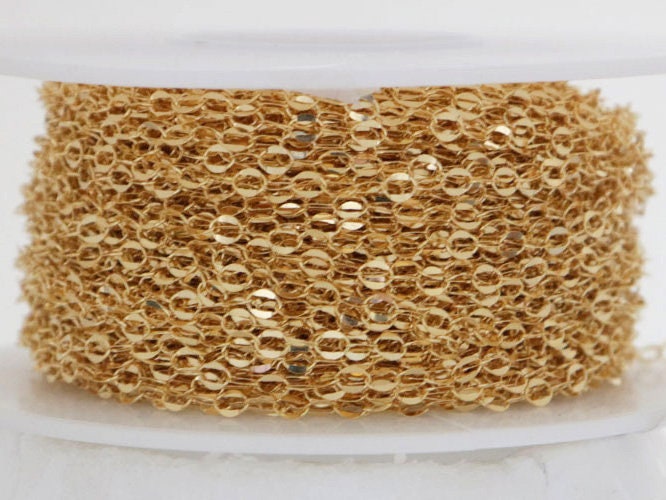 14K Gold Filled Dapped Sequin Oval Cable Chain 4 Mm 008-GF | Etsy