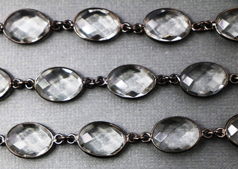 Rock Crystal Faceted Oval Bezel Chain 134-CRY-BC - Etsy