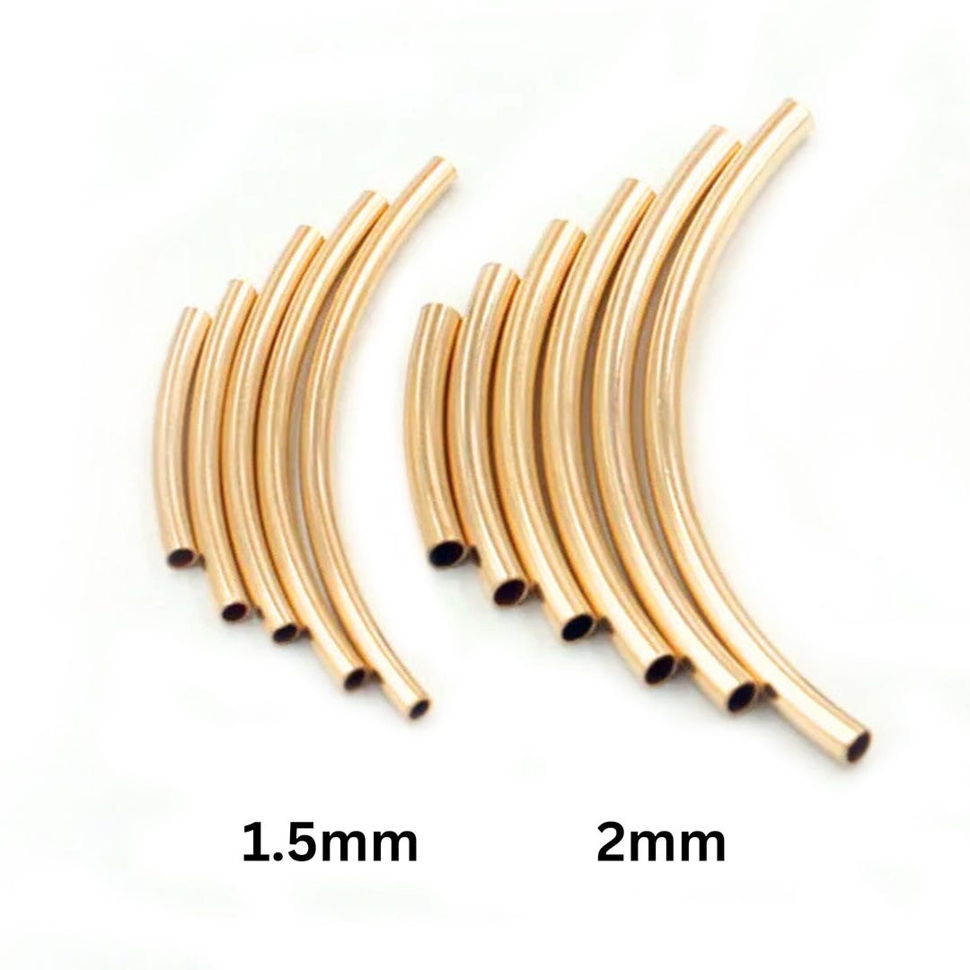 14k Gold Filled Curved Tube Beads, Smooth Curved Tube Bead - 1.5mm and ...