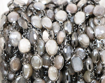 Moonstone Cream Color Oval Bezel Chain 260-MNS-BC | Etsy