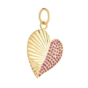 Sterling Silver Fluted Ruby Love Heart Pendant, (DPM-1310) - Etsy