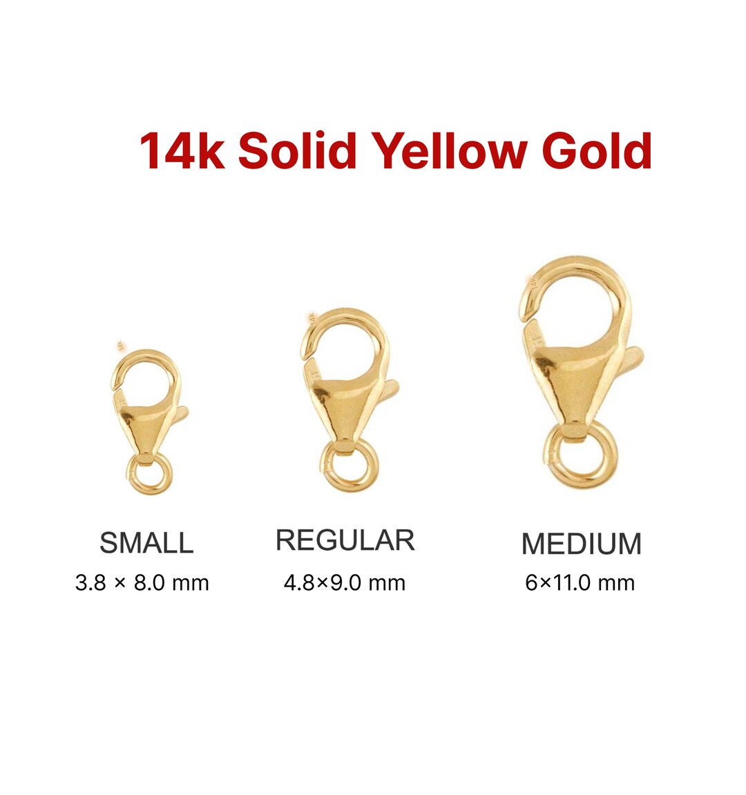 14k SOLID Gold Oval Trigger Clasp, 3 Sizes, (14k-103) - Etsy