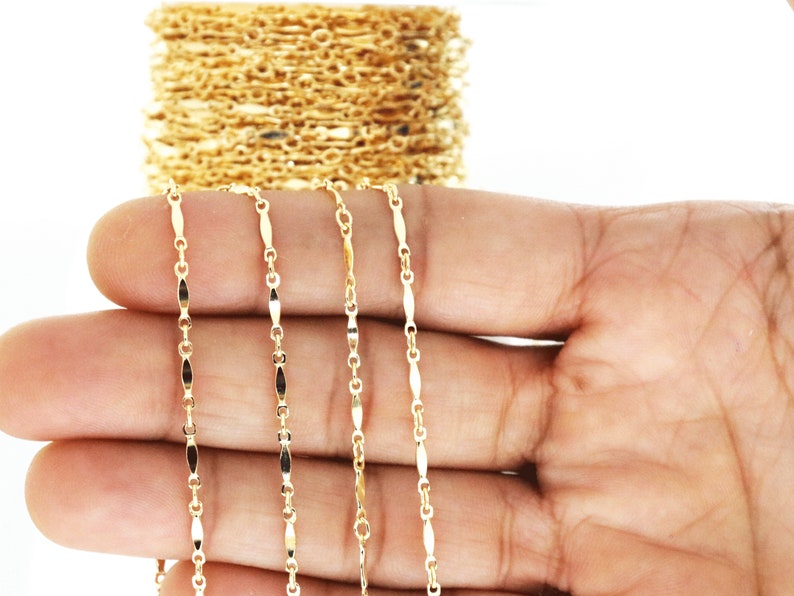 14K Gold Filled Diamond Shape Bar Chain 8x1.5 Mm 122-GF | Etsy