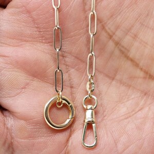 14K Solid Gold Round Push Clasp Lock Connector Enhancer Hanger for ...