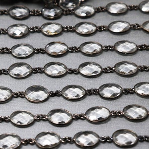 Rock Crystal Faceted Oval Bezel Chain, 14x11 Mm, Antique Oxidized, 134 ...