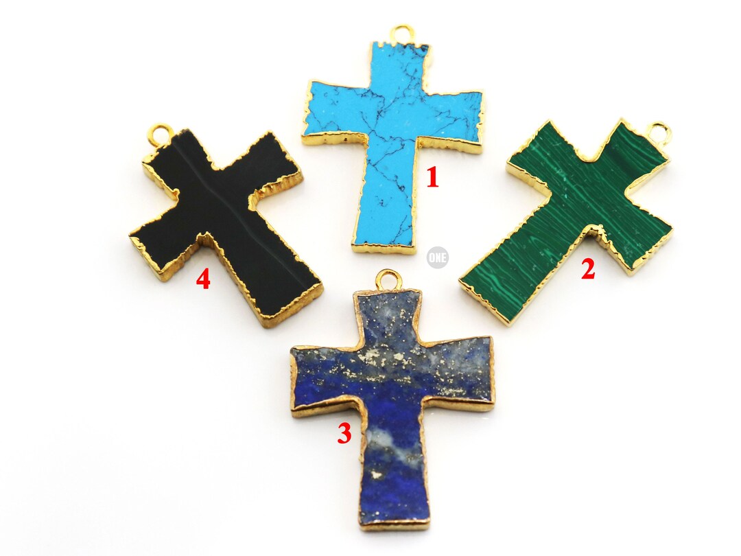 Gold Electroplated Bezel Cross Pendant 26x35 Mm Multiple - Etsy