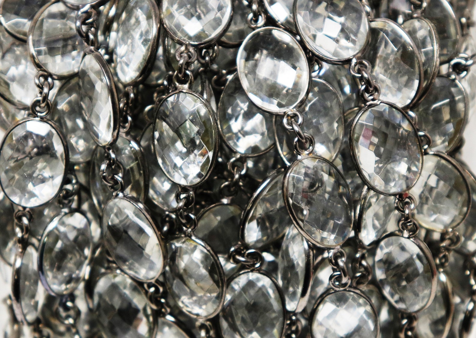 Rock Crystal Faceted Oval Bezel Chain, 14x11 Mm, Antique Oxidized, 134 ...