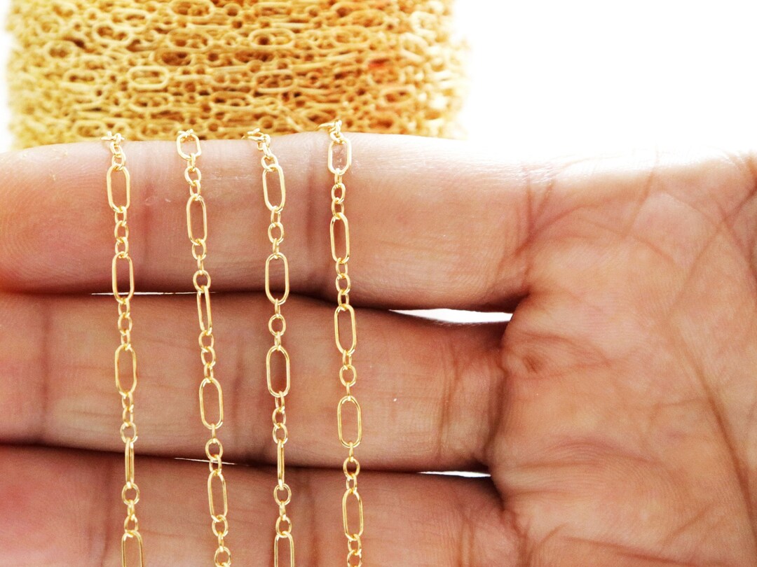 14K Gold Filled Long and Short Chain, 2.3x5 Mm, Long and Short Cable ...