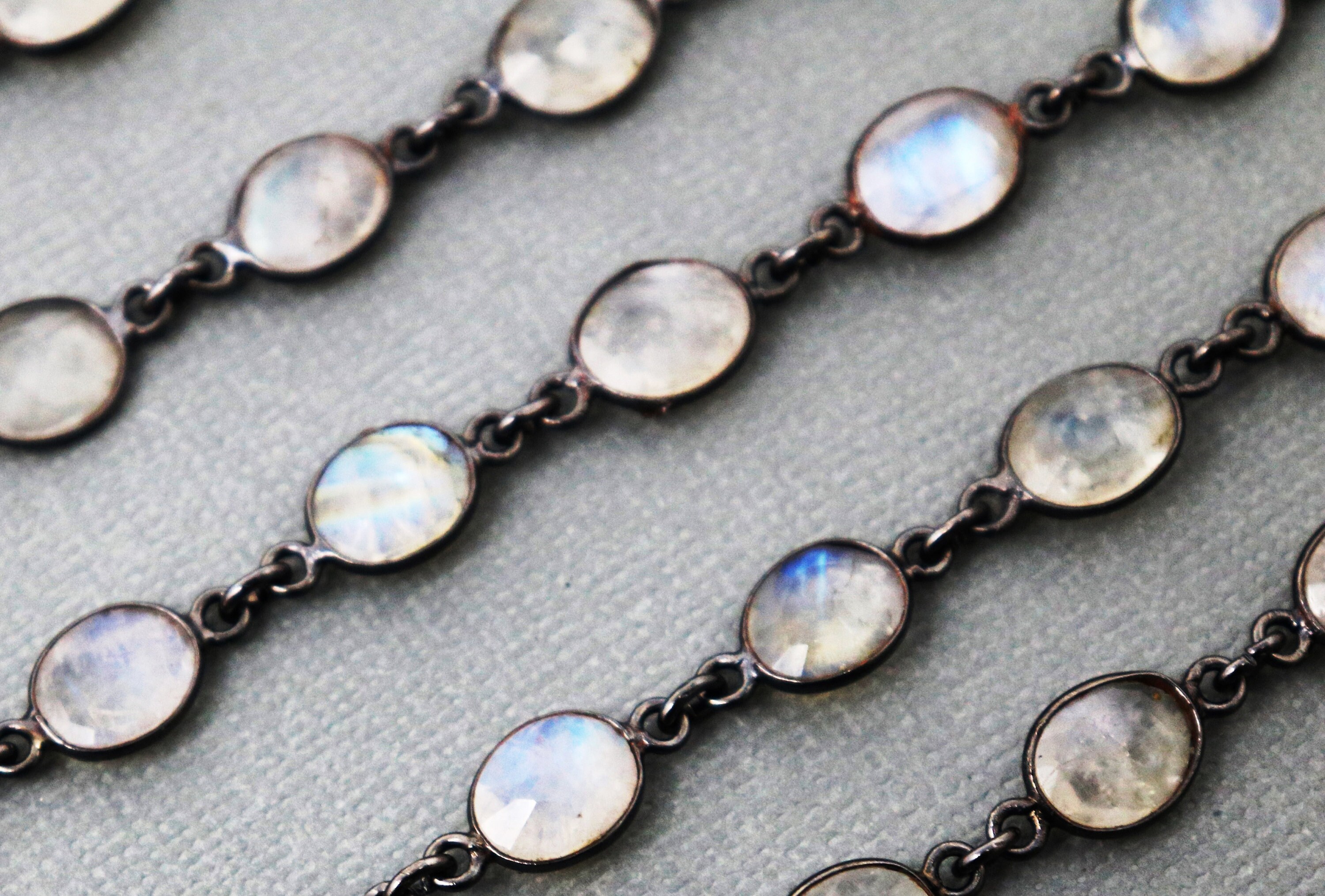 Rainbow Moonstone Faceted Oval Bezel Chain 156-RNB-BC | Etsy